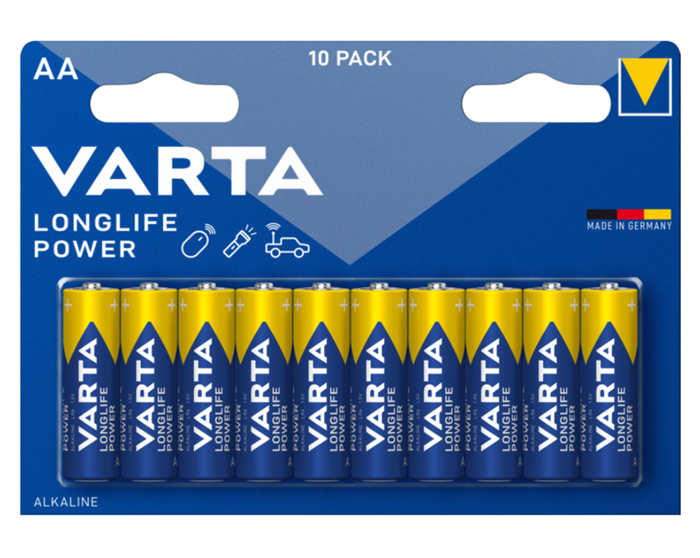 10 Batterie Varta AA Longlife Power | Batterie Alkaline Ricaricabili e ...